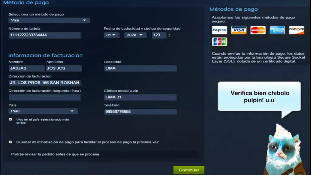 ¿Qué poner en dirección de facturación segunda línea Steam? - Haras Dadinco ¿Qué poner en dirección de facturación segunda línea Steam? - Haras Dadinco